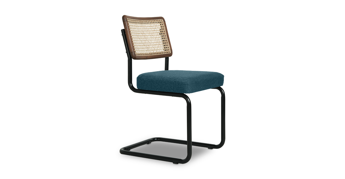 Halden Teak and Rattan Chair with Black Metal Legs