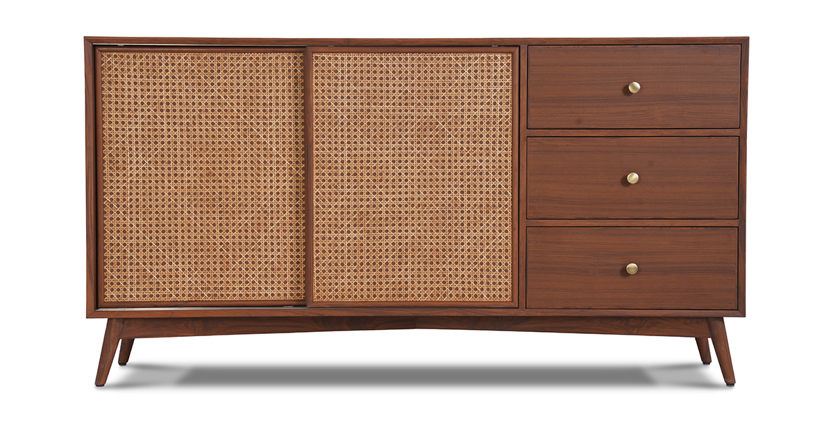 Teak rattan sideboard store